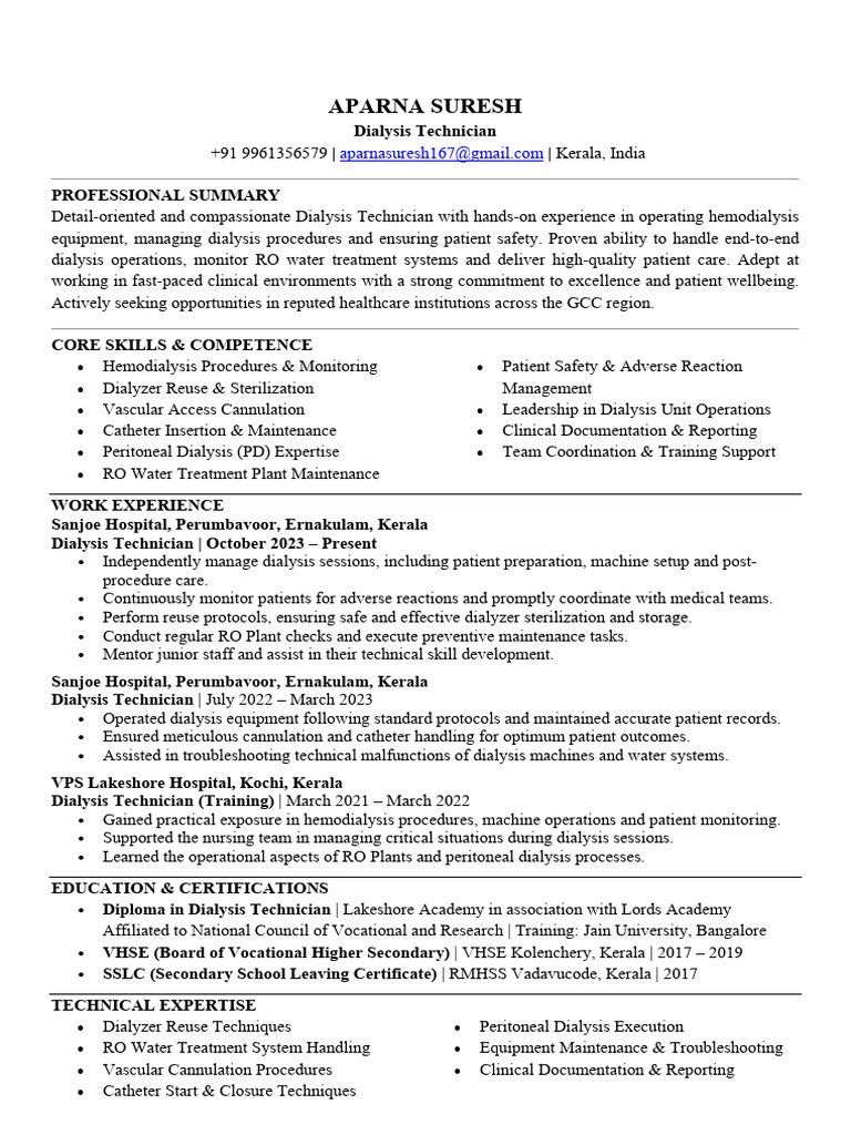 Aparna Suresh | PDF | Hemodialysis | Clinical Medicine