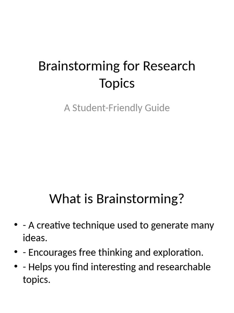 Brainstorming For Research Topics | PDF