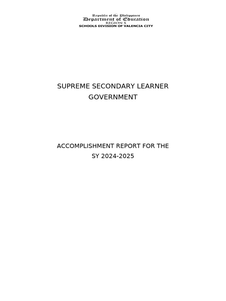 SSLG - Accomplishment Report To Be | PDF