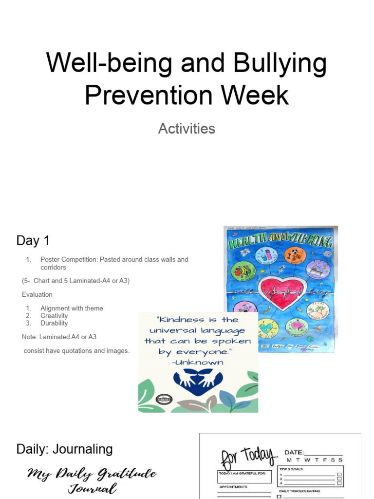 Well-Being and Bullying Prevention Week | PDF