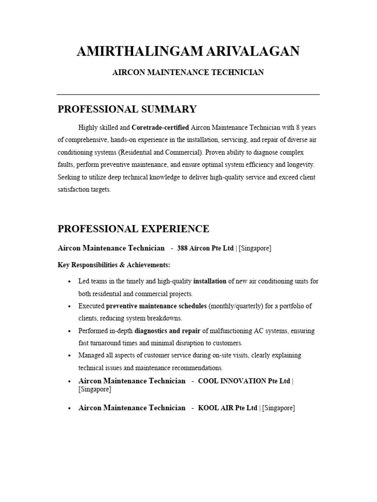 Amirthalingam Arivalagan Resume | PDF | Air Conditioning