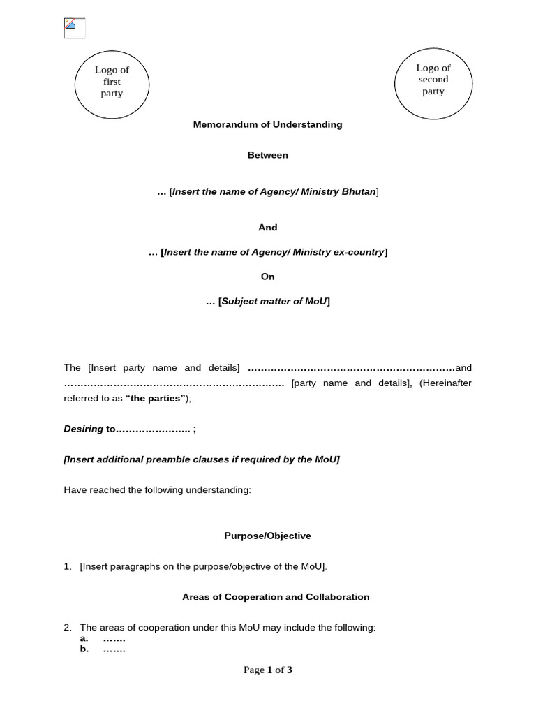 Alignment of MoU Proposal To Standard Template | PDF | Memorandum Of ...