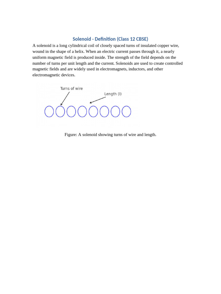 Solenoid Definition for Class 12 CBSE | PDF
