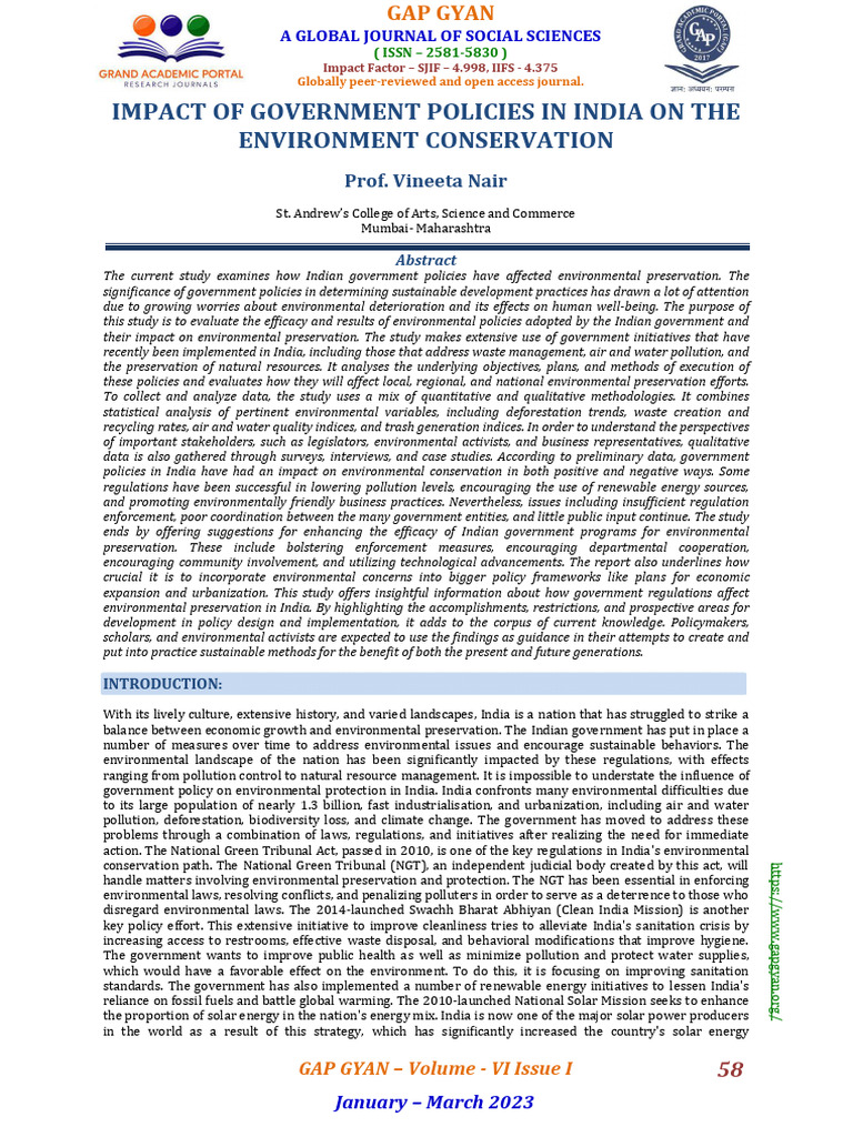 Impact of Indian Policies on Environment | PDF | Sustainability ...