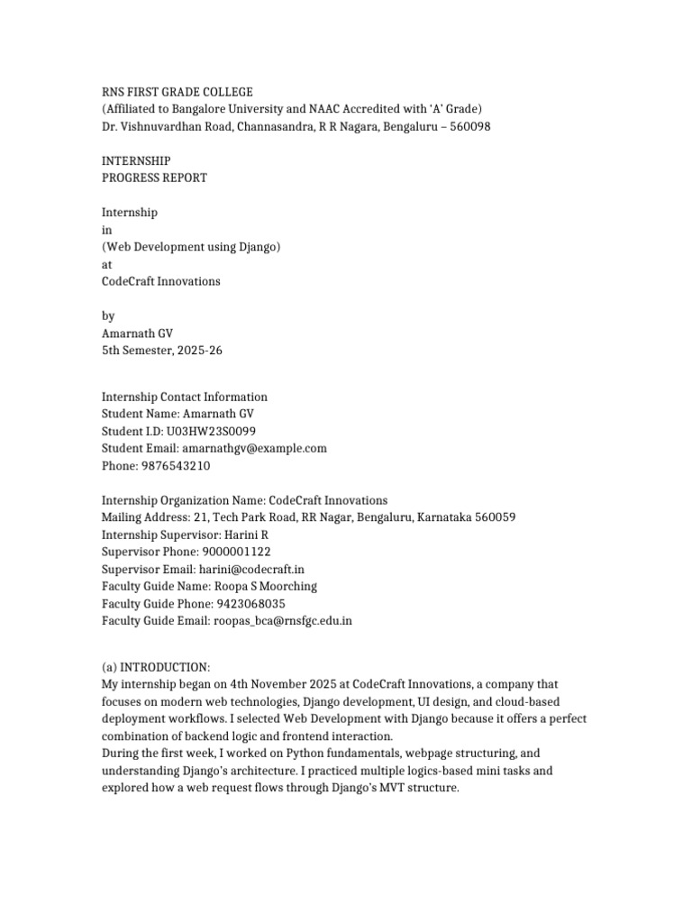 Modified Internship Report | PDF