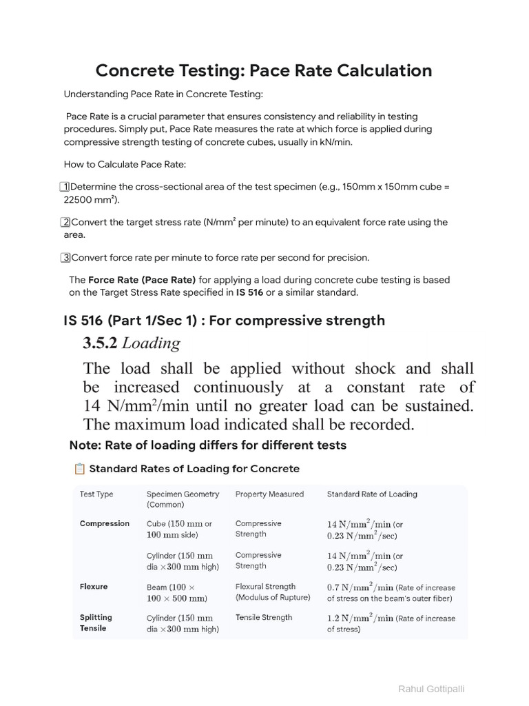 Concrete Testing Pace Rate Guide | PDF | Strength Of Materials ...
