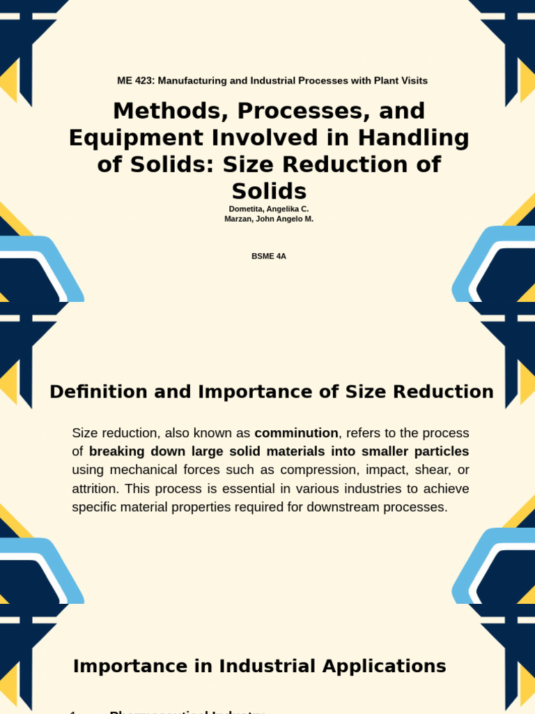 Methods Processes and Equipment Involved in Handling of Solids Size Reduction of Solids | PDF ...