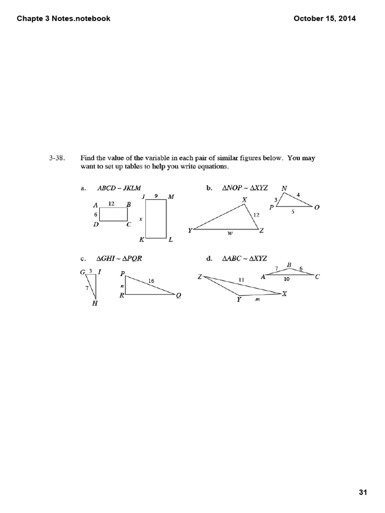 CPM Algebra1 Chapter 3 Notes 31 | PDF