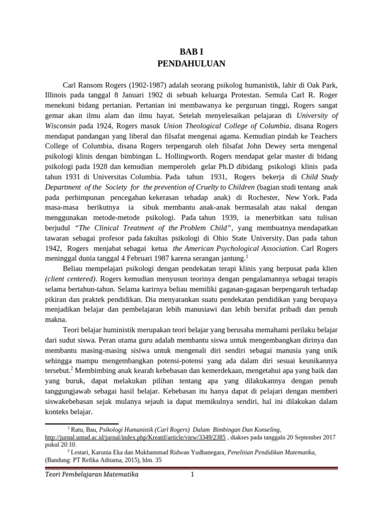 Teori Belajar Humanistik Carl Rogers | PDF