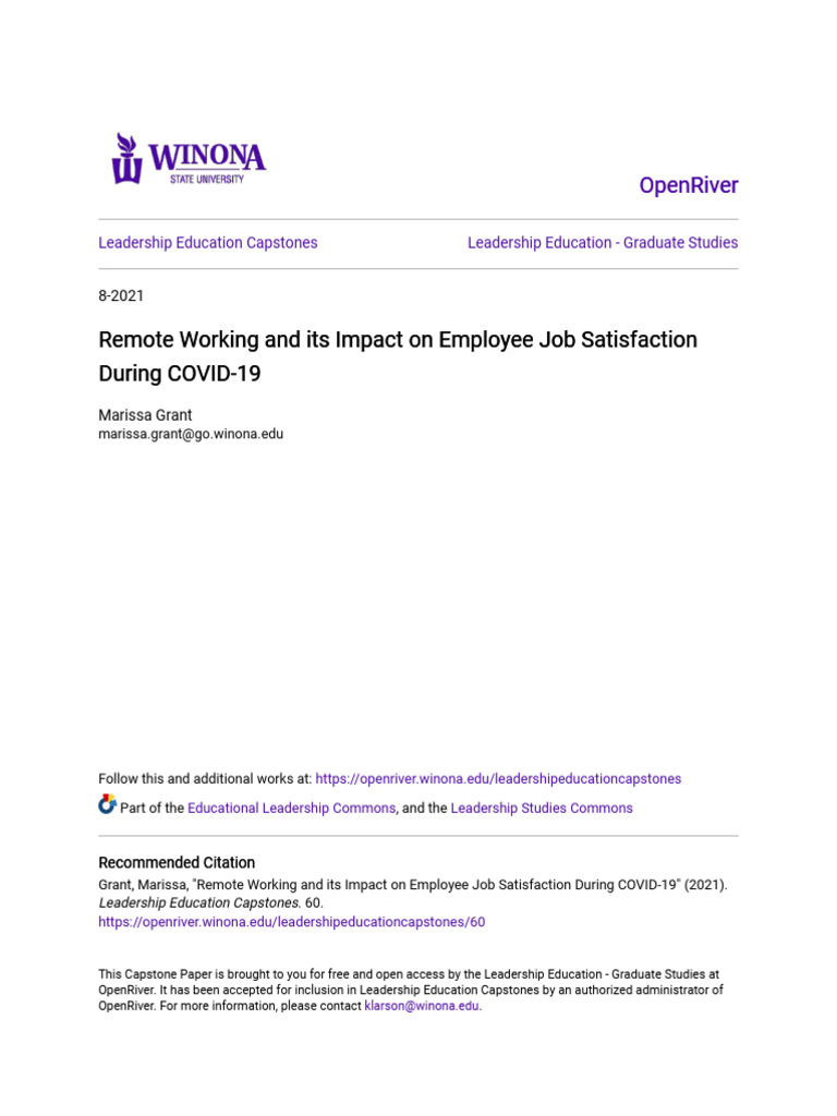 Impact of Remote Work on Job Satisfaction | PDF | Employment | Survey ...