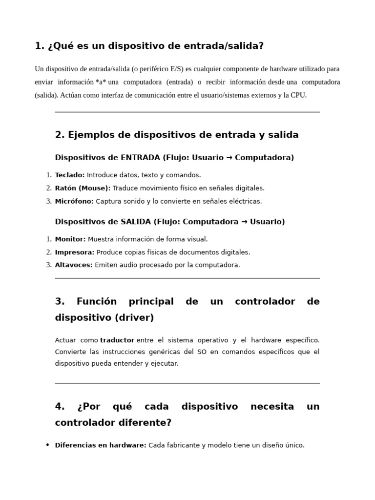 Dispositivos de Entrada/Salida y Controladores | PDF | Periférico ...
