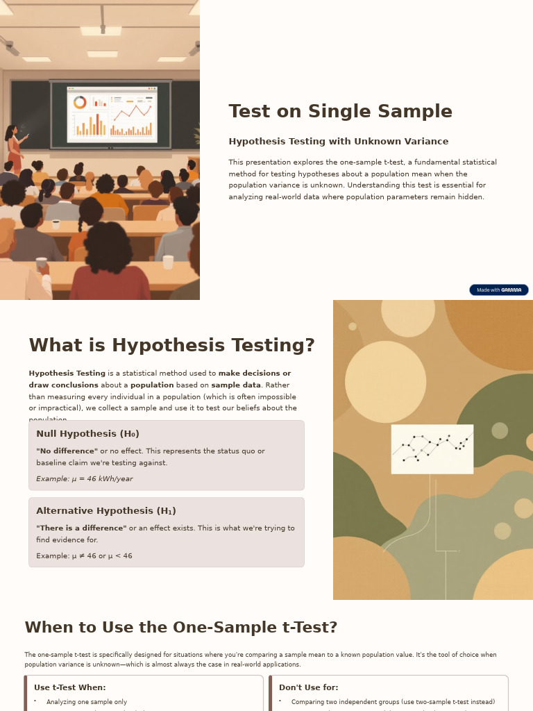 Test on Single Sample | PDF | Student's T Test | Sample Size Determination