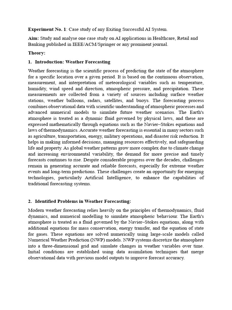 Case Study AI | PDF | Numerical Weather Prediction | Weather Forecasting