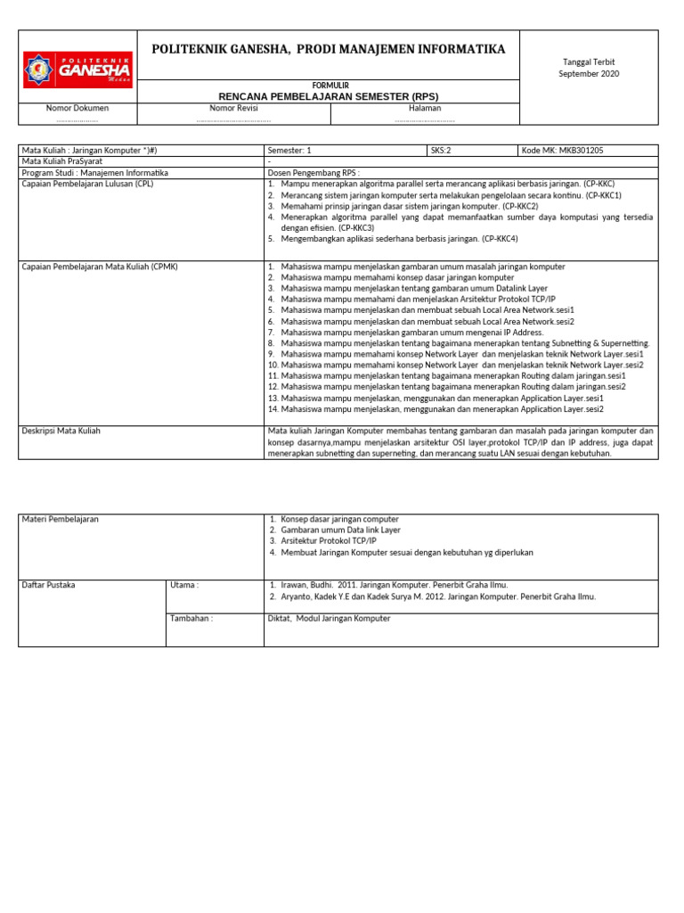 RPS Jaringan Komputer | PDF