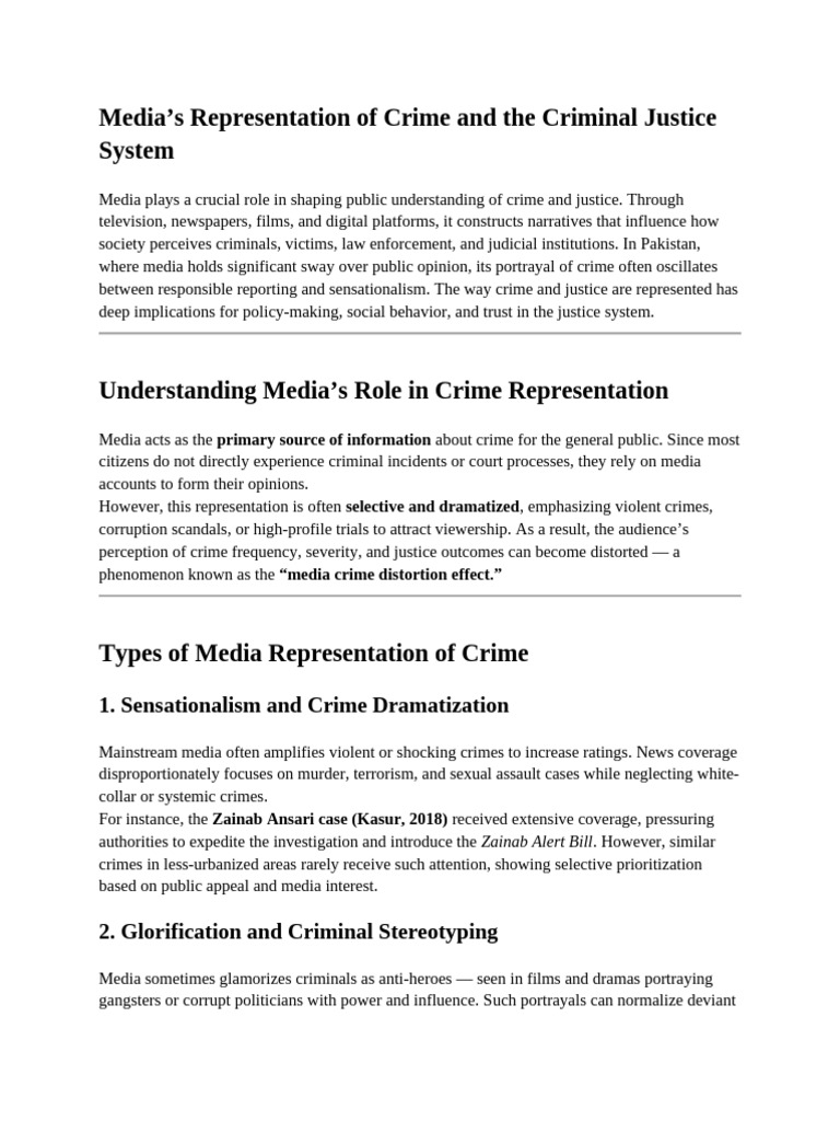 Media Representation | PDF | Crimes | Crime & Violence