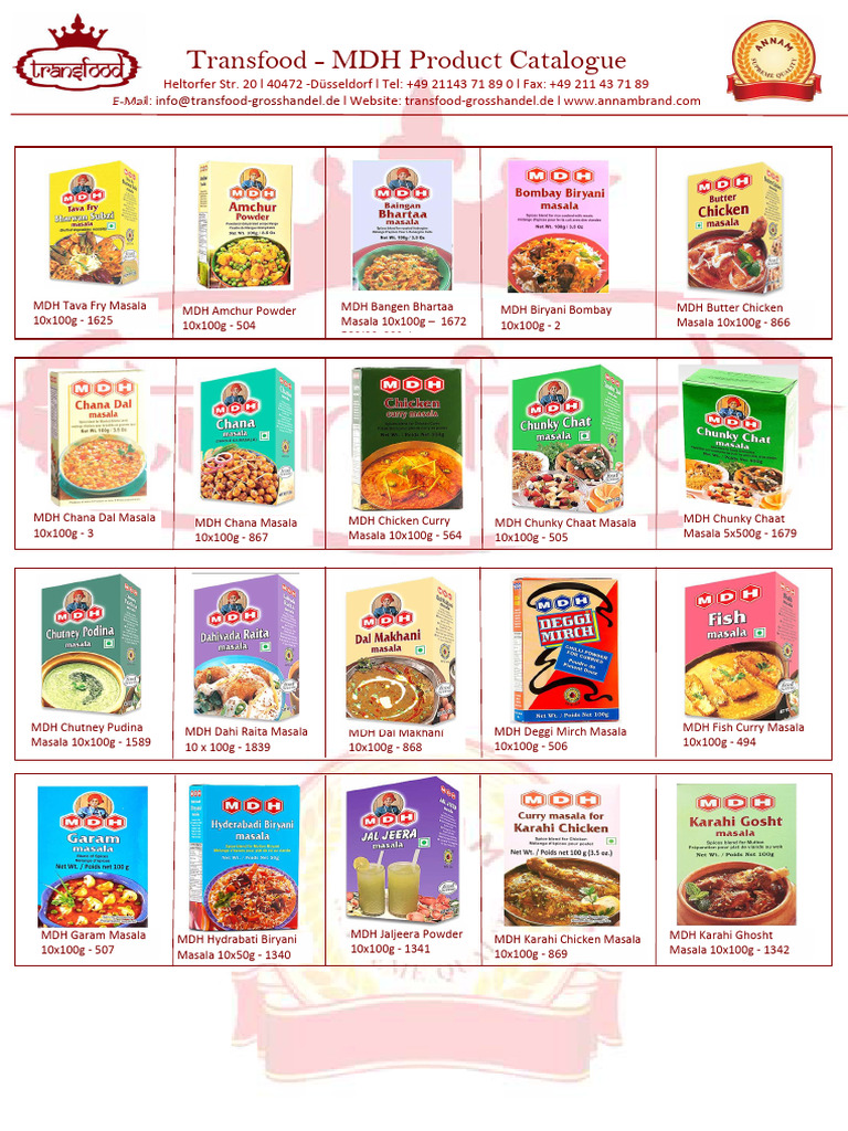 MDH Spice Product Catalogue | PDF