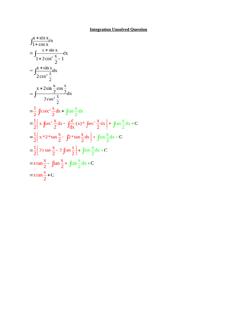 Integration Unsolved Question | PDF