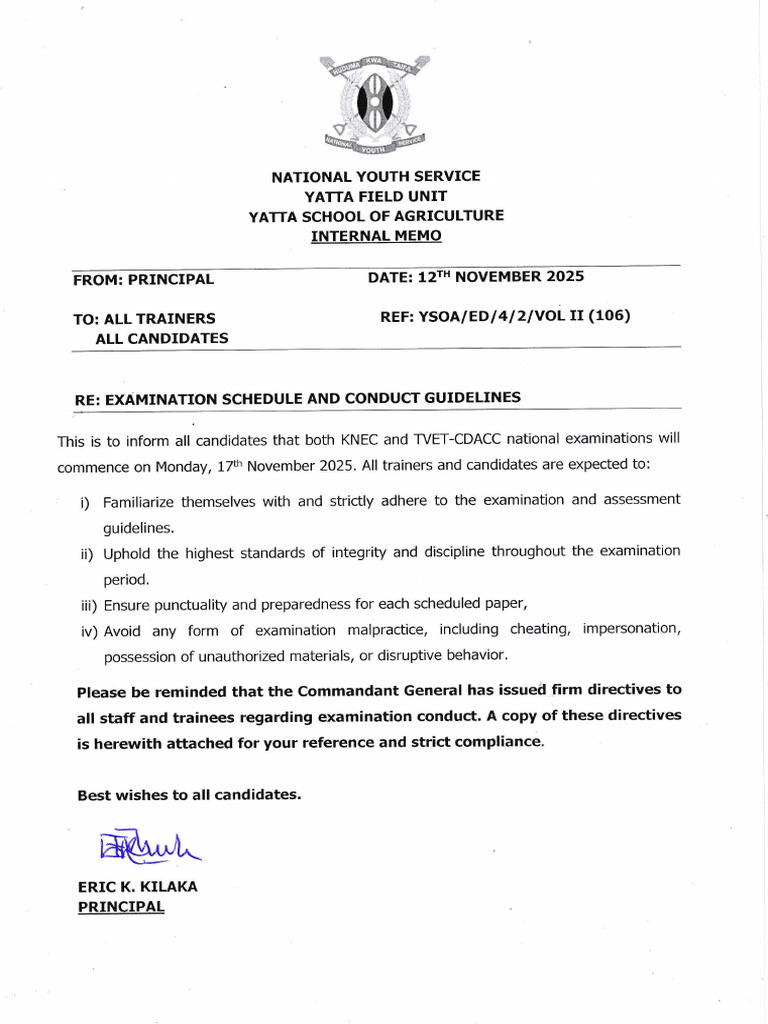 Examination Schedule and Conduct Guidelines - 20251112 - 0001 | PDF