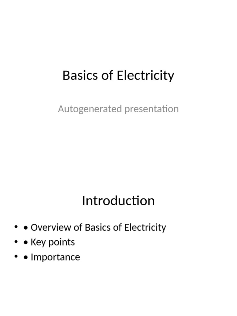 Basics of Electricity | PDF