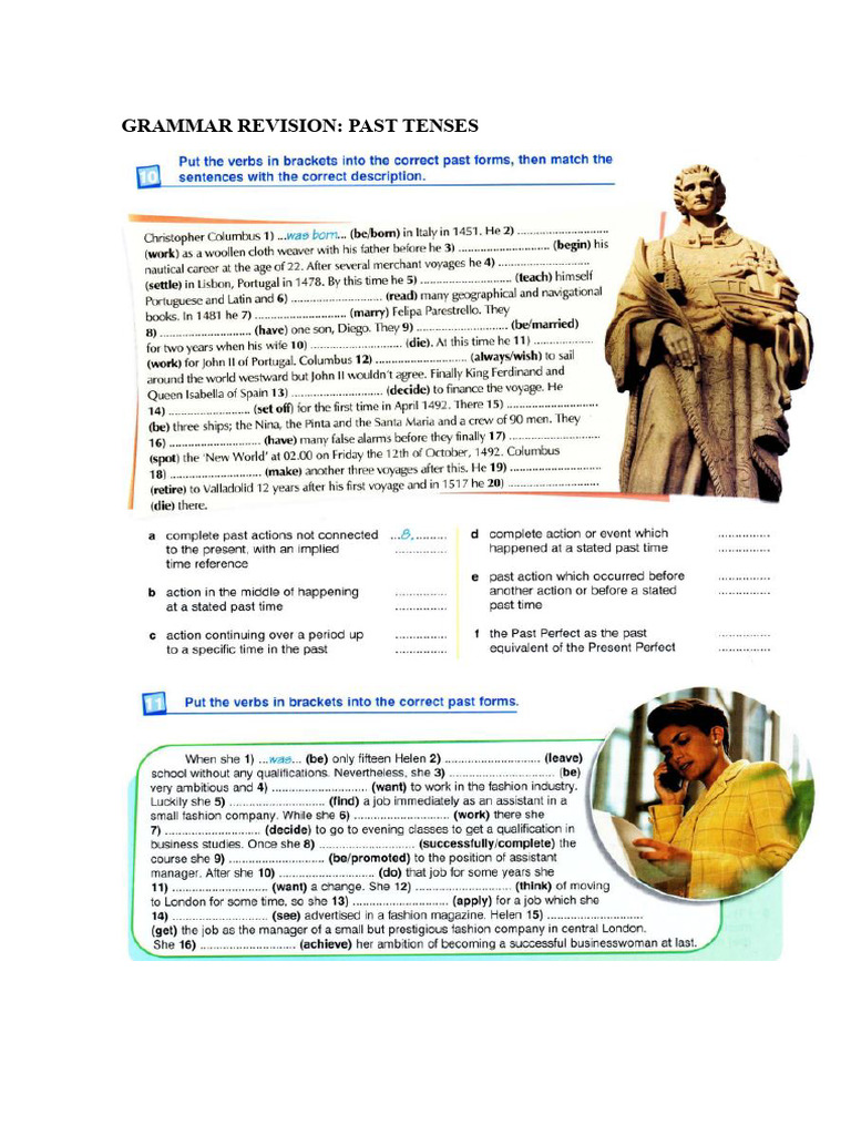 Grammar Revision Past Tenses | PDF