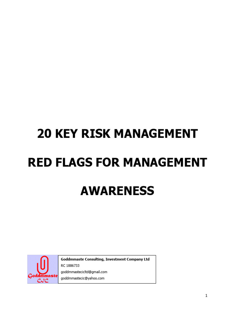 20 Key Risk Management Red Flags | PDF | Risk Management | Risk