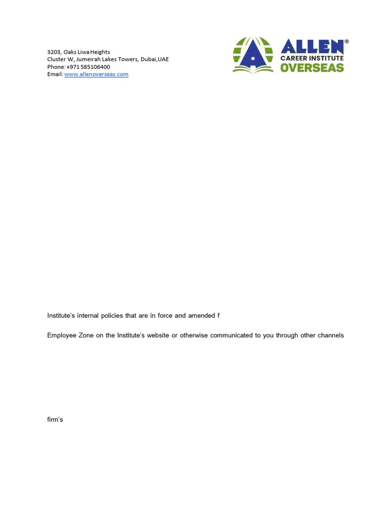 Allen Offer Letter | PDF | Employment | Background Check