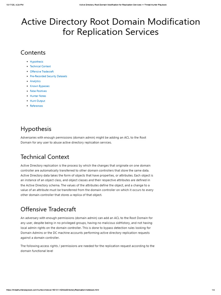Active Directory Root Domain Modification For Replication Services - Threat Hunter Playbook ...
