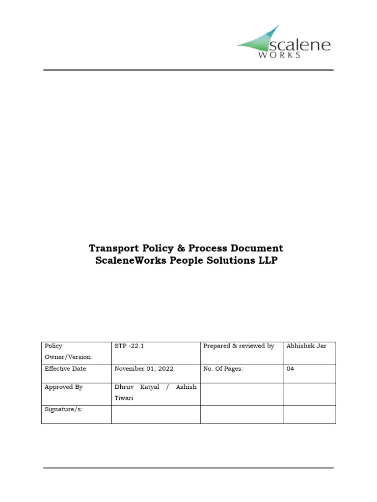 Transport Benefit Policy Overview | PDF | Business