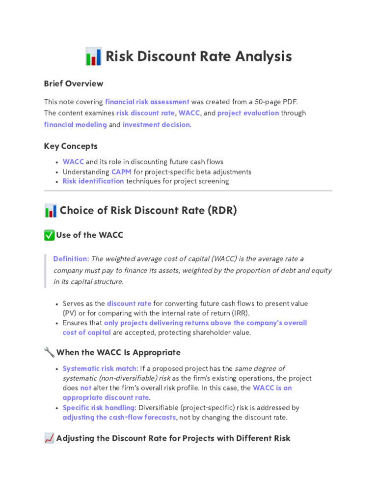 Risk Discount Rate & WACC Analysis | PDF | Risk | Discounted Cash Flow