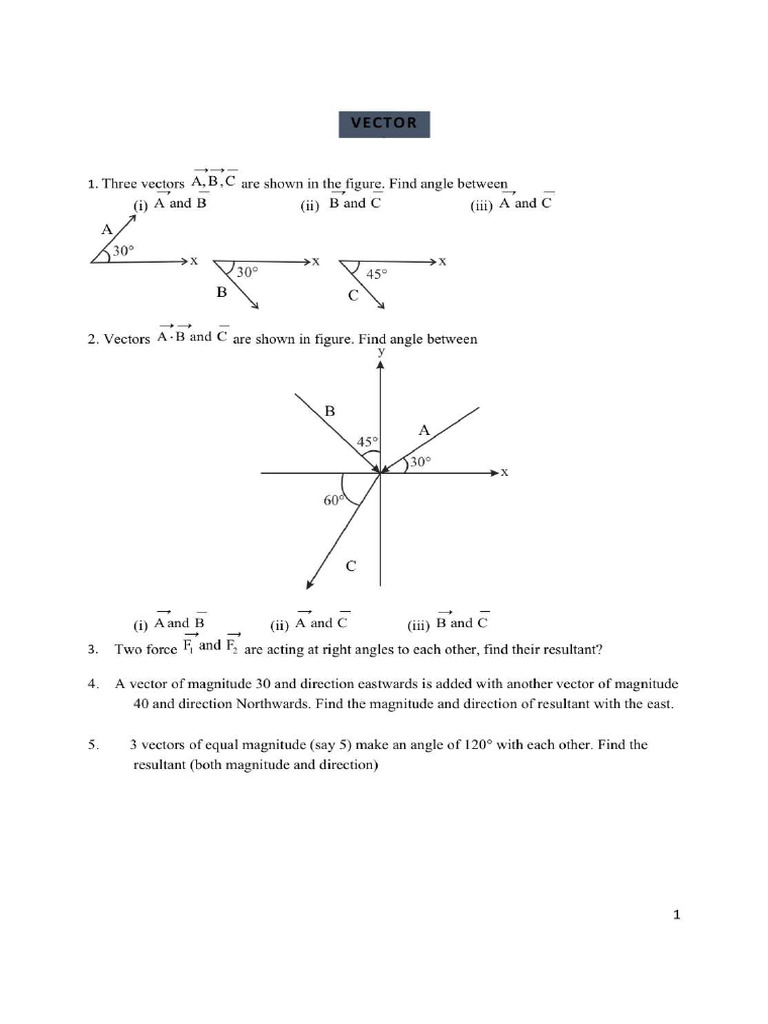 Vectors Sheet 1 | PDF