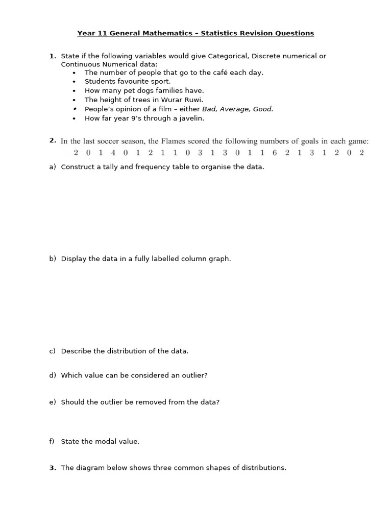 Statistical Investigation and Normal Distribution Revision Questions ...