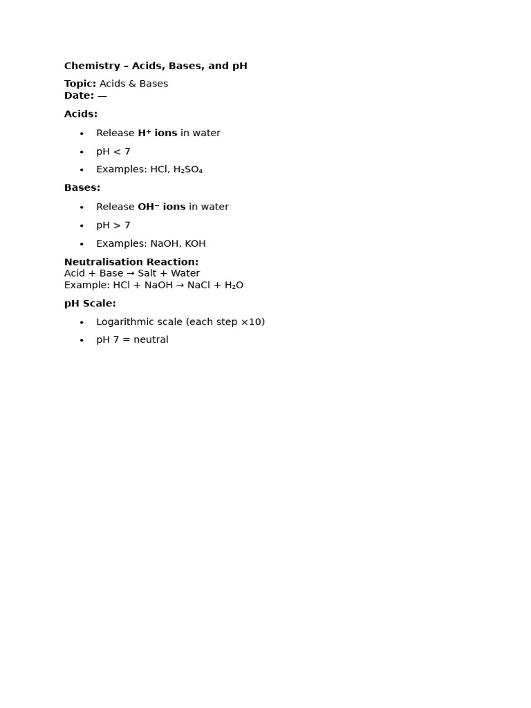 Acids, Bases, and pH Explained | PDF