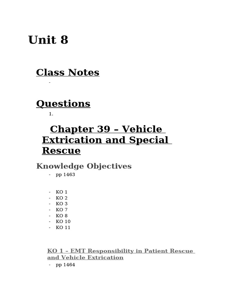 EMT - Unit 8 | PDF | Safety