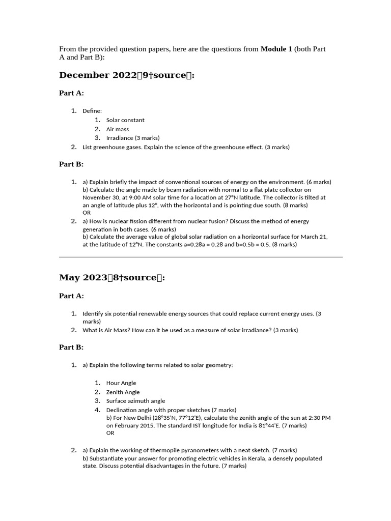 From The Provided Question Papers | PDF | Energy Technology | Renewable ...