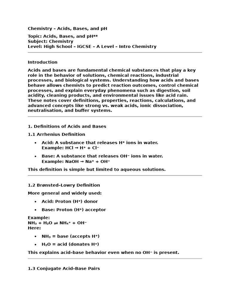 Chemistry - Acids, Bases, and PH | PDF | Acid | Ph