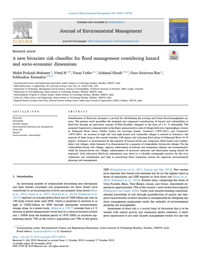 A New Bivariate Risk Classifier For Flood Management Considering Hazard ...