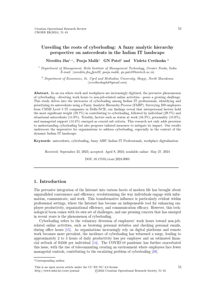 Cyberloafing in Indian IT: Key Factors | PDF | Leadership | Methodology