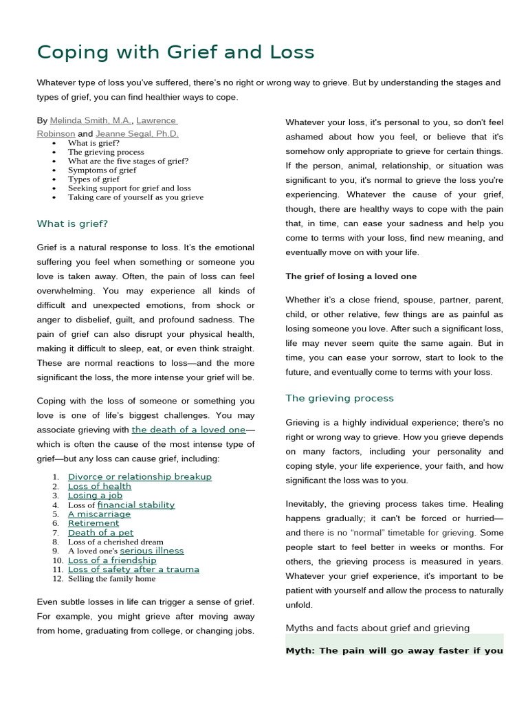 Understanding Grief and Coping Strategies | PDF | Grief | Psychology
