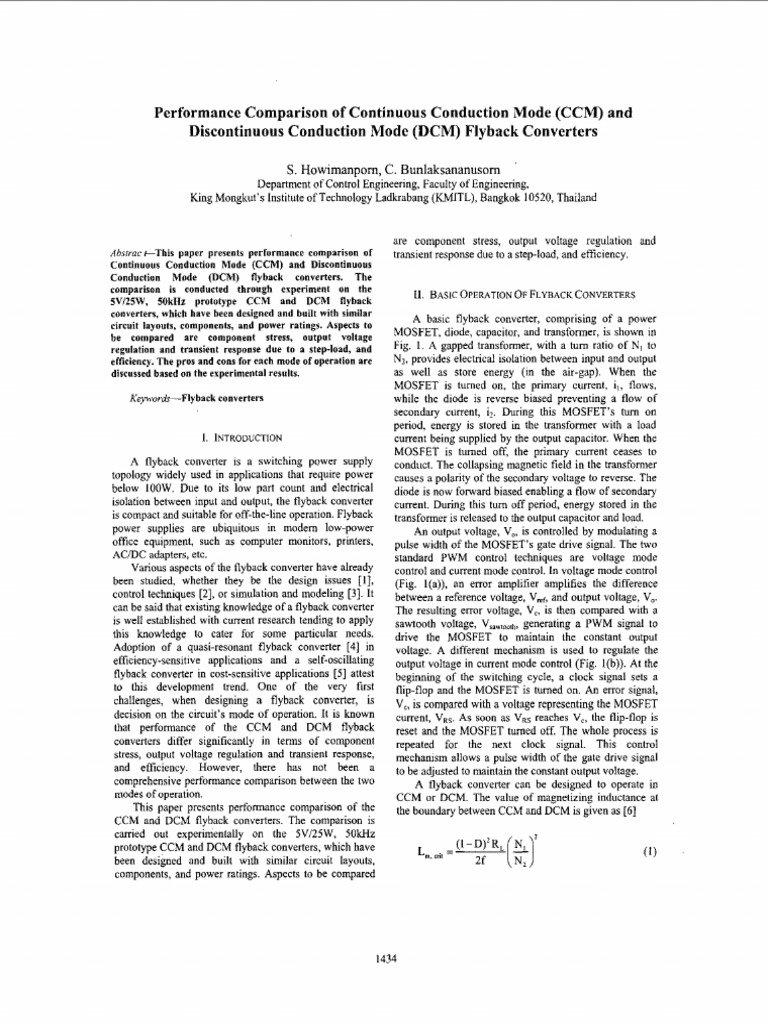 Performance Comparison of Continuous Conduction Mode CCM and Discontinuous Conduction Mode DCM ...