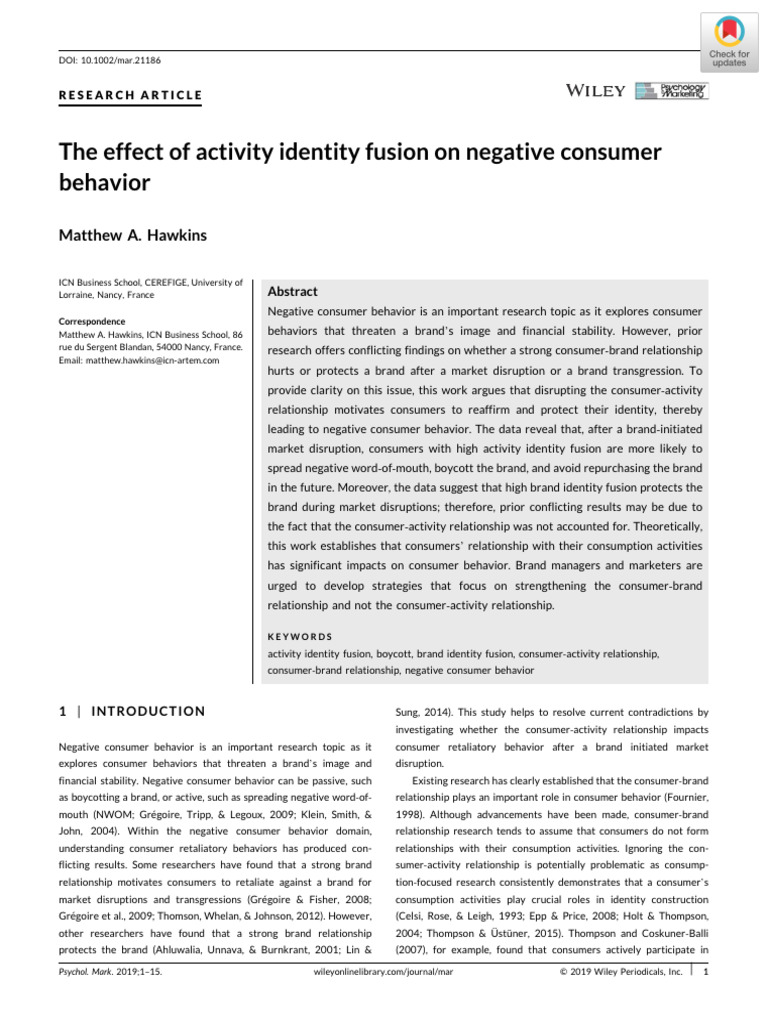 Identity Fusion On Negative Consumer Behavior | PDF | Brand | Consumer ...