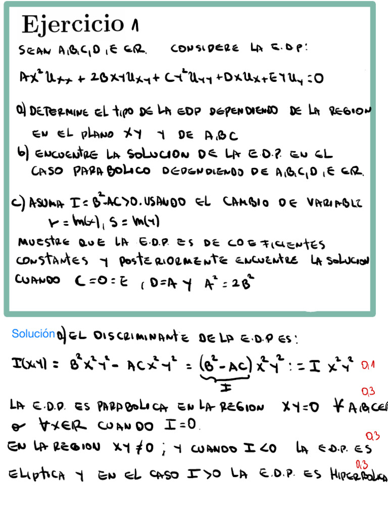 Calculo EDP. Pauta Pep 1 | PDF | Álgebra | Matemáticas