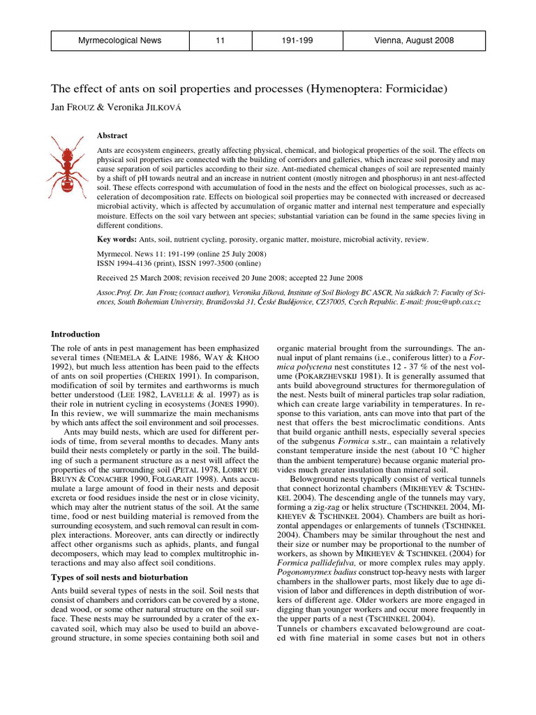 The Effect of Ants On Soil Properties An | PDF | Soil | Organic Matter