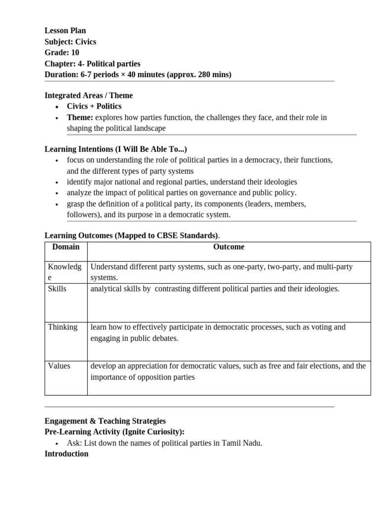 Gr. 10 Civics Ch4 | PDF | Political Parties | Governance