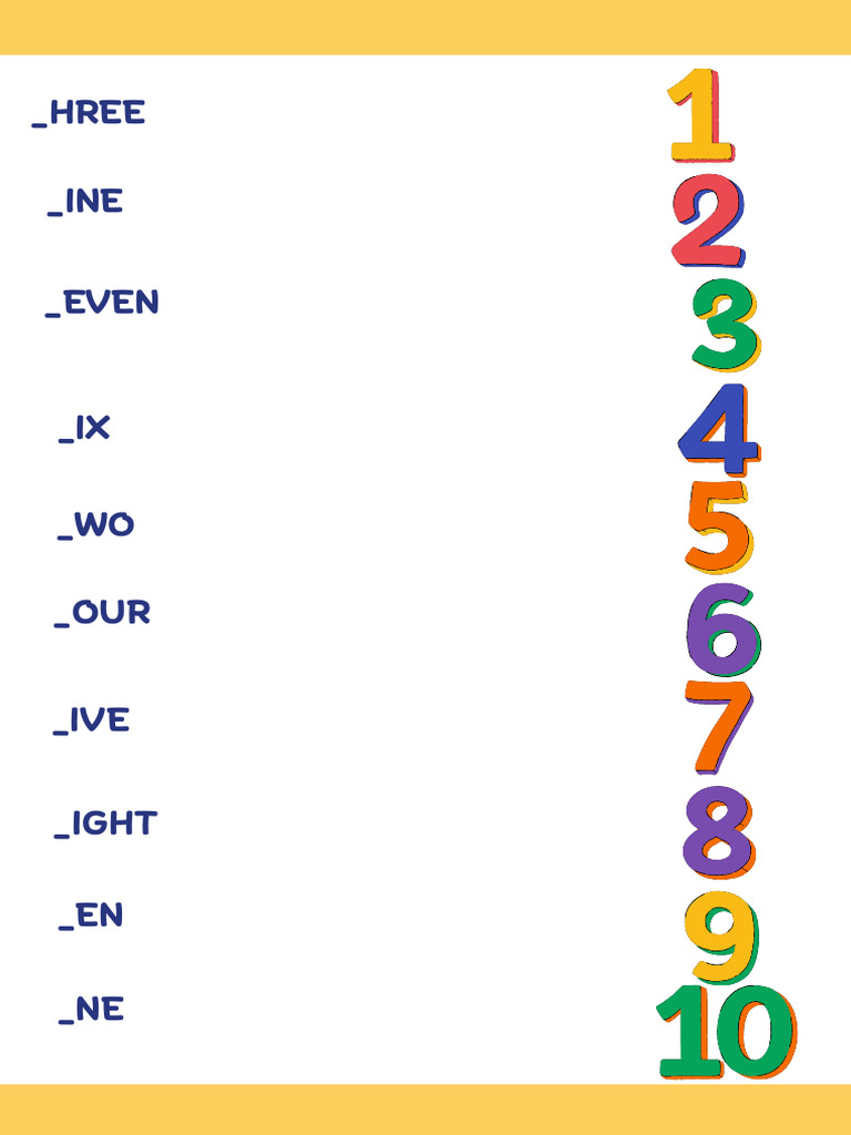 Numbers 1 To 10 Vocabulary Printable Educational Poster in Colourful ...