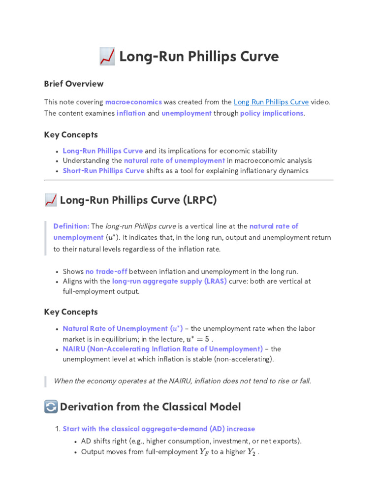 Long Run Phillips Curve | PDF | Phillips Curve | Inflation
