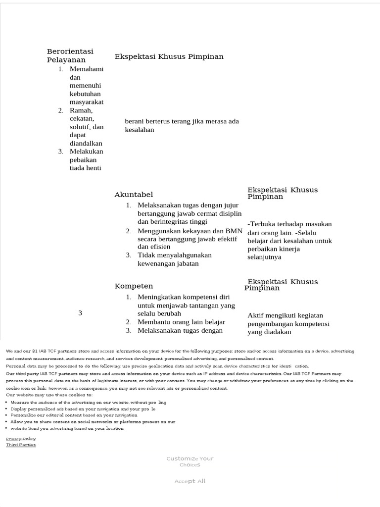 PDF Ekspektasi Khusus Pimpinan | PDF | Data Management | Information Retrieval