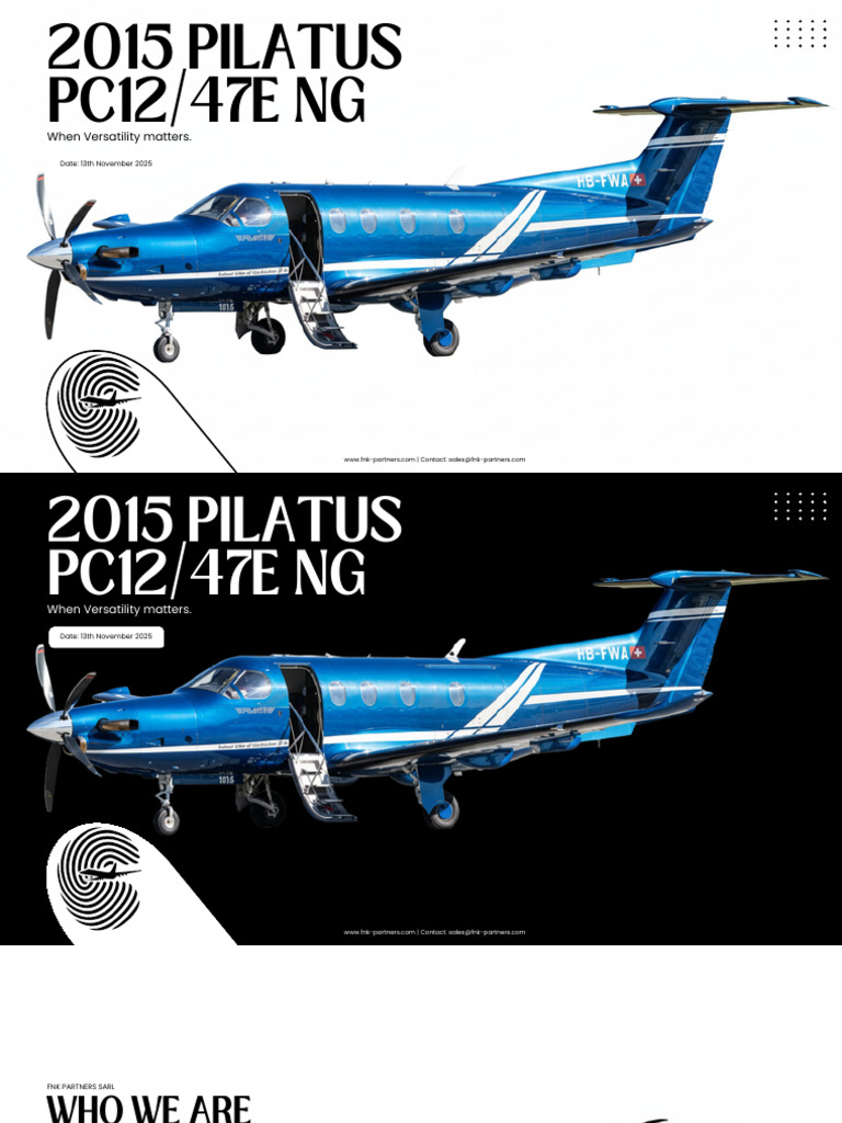 2015 Pilatus Pc12 - Specification Sheet | PDF | Avionics | Cockpit