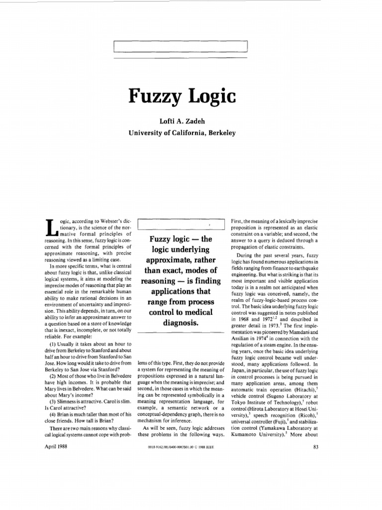 Fuzzy Logic | PDF | Logic | Fuzzy Logic