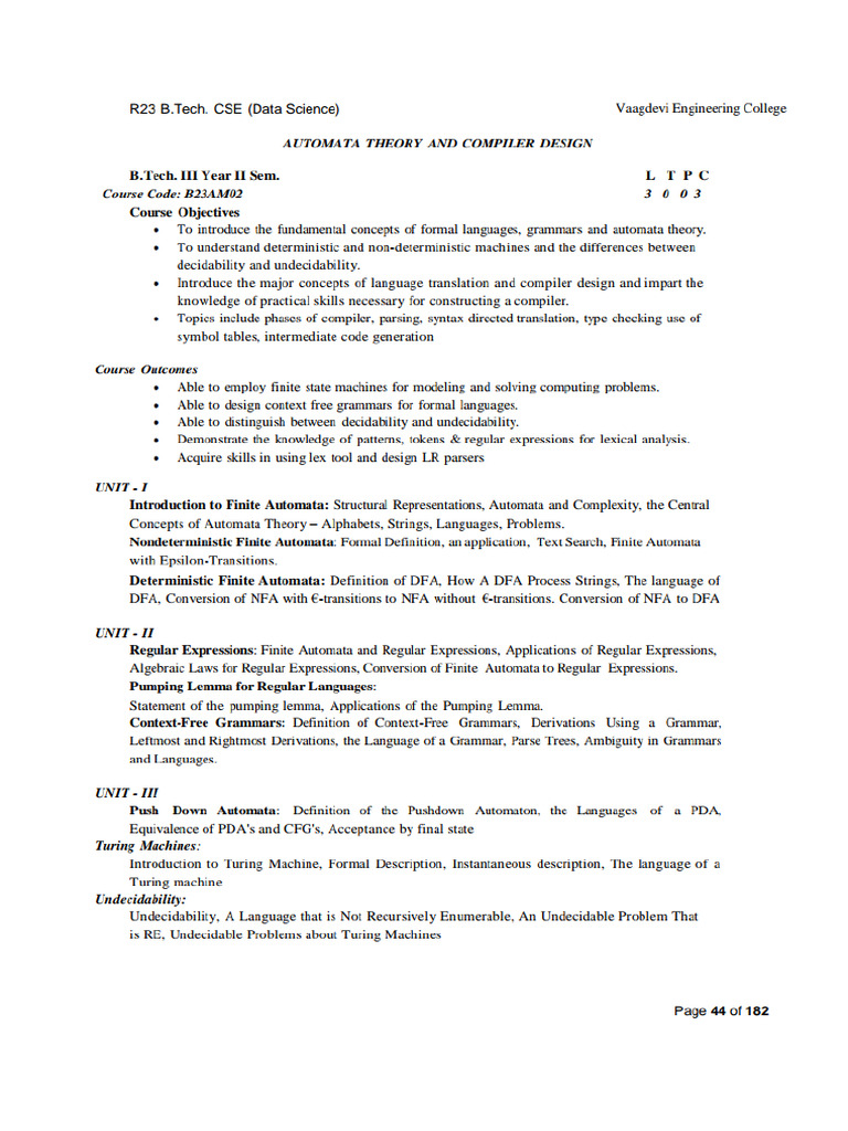 At&CD r23 Syllabus | PDF