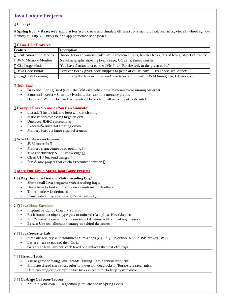 Unique Java Projects | PDF | Java (Programming Language) | Java Virtual ...